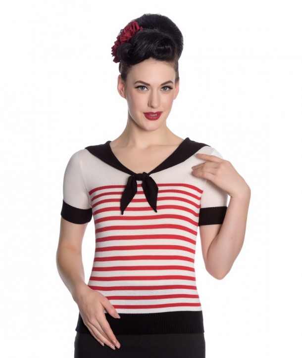 Top hell bunny 10006520 COCO TOP retro rock navy rockabilly pin-up vintage noir black 6520